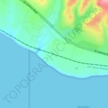 Mapa topográfico Naples, altitud, relieve