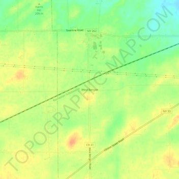 Mapa topográfico West Bergen, altitud, relieve