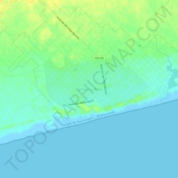 Mapa topográfico Balneario Reta, altitud, relieve