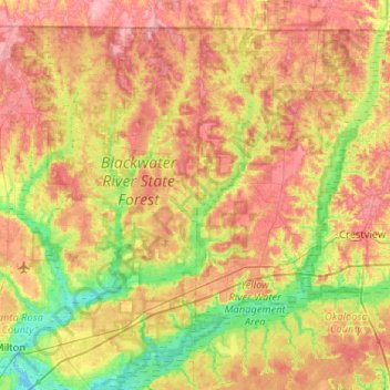 Mapa topográfico Blackwater River, altitud, relieve