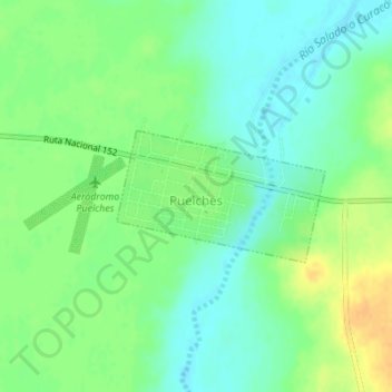 Mapa topográfico Puelches, altitud, relieve